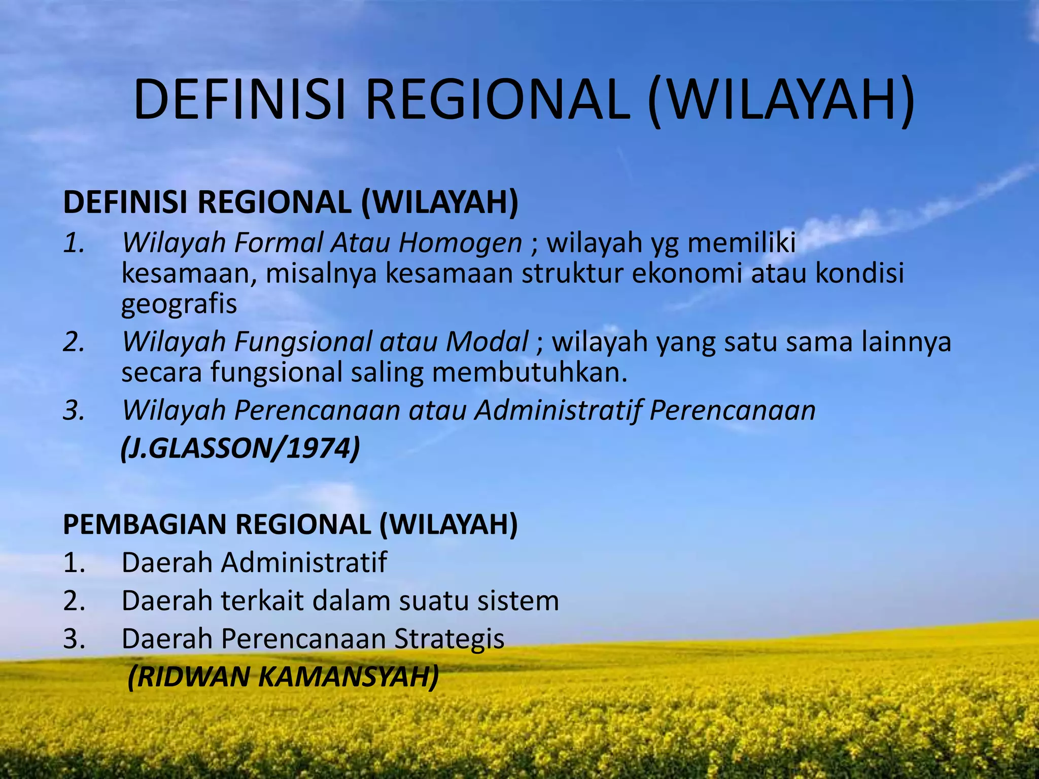 Materi perencanaan regional | PPTX