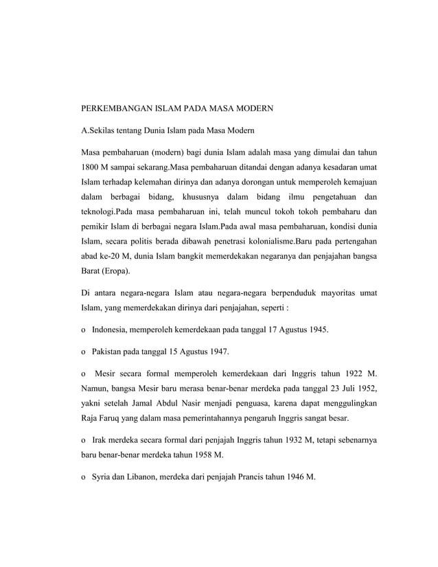 Materi perkembangan islam pada masa modern | PDF