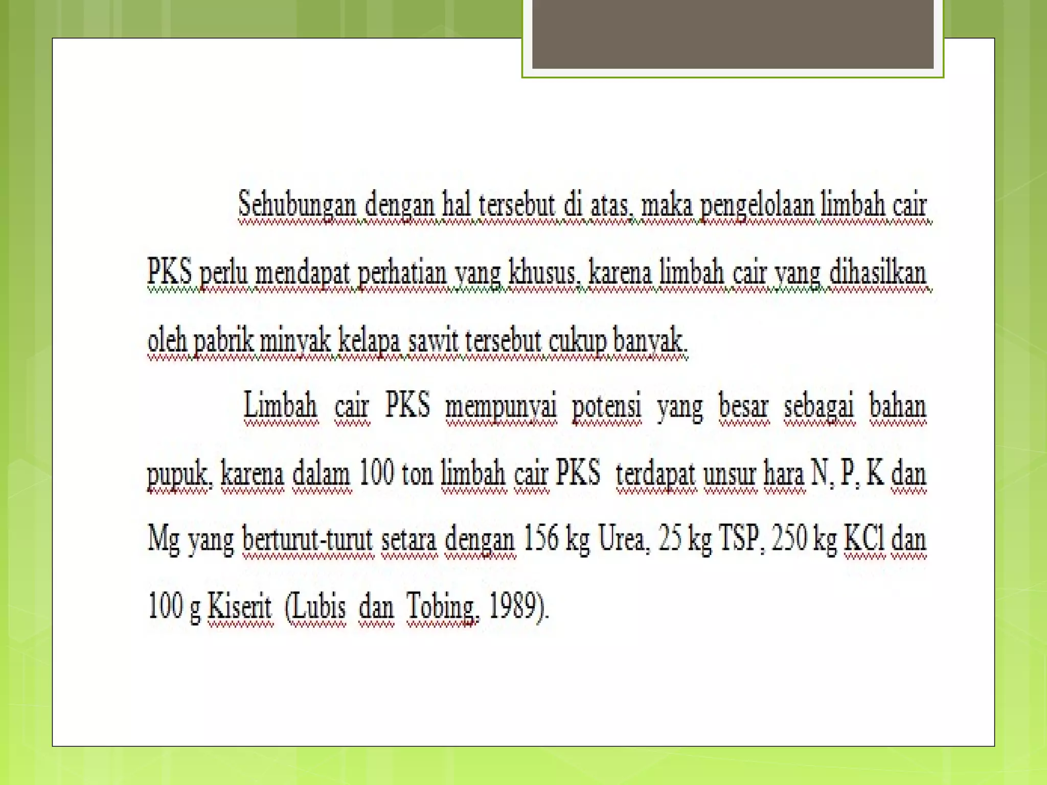 Materi persentase land aplikasi pks | PPT