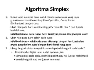 Materi riset operasional metode simplexx | PPTX