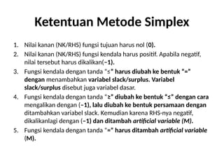 Materi riset operasional metode simplexx | PPTX