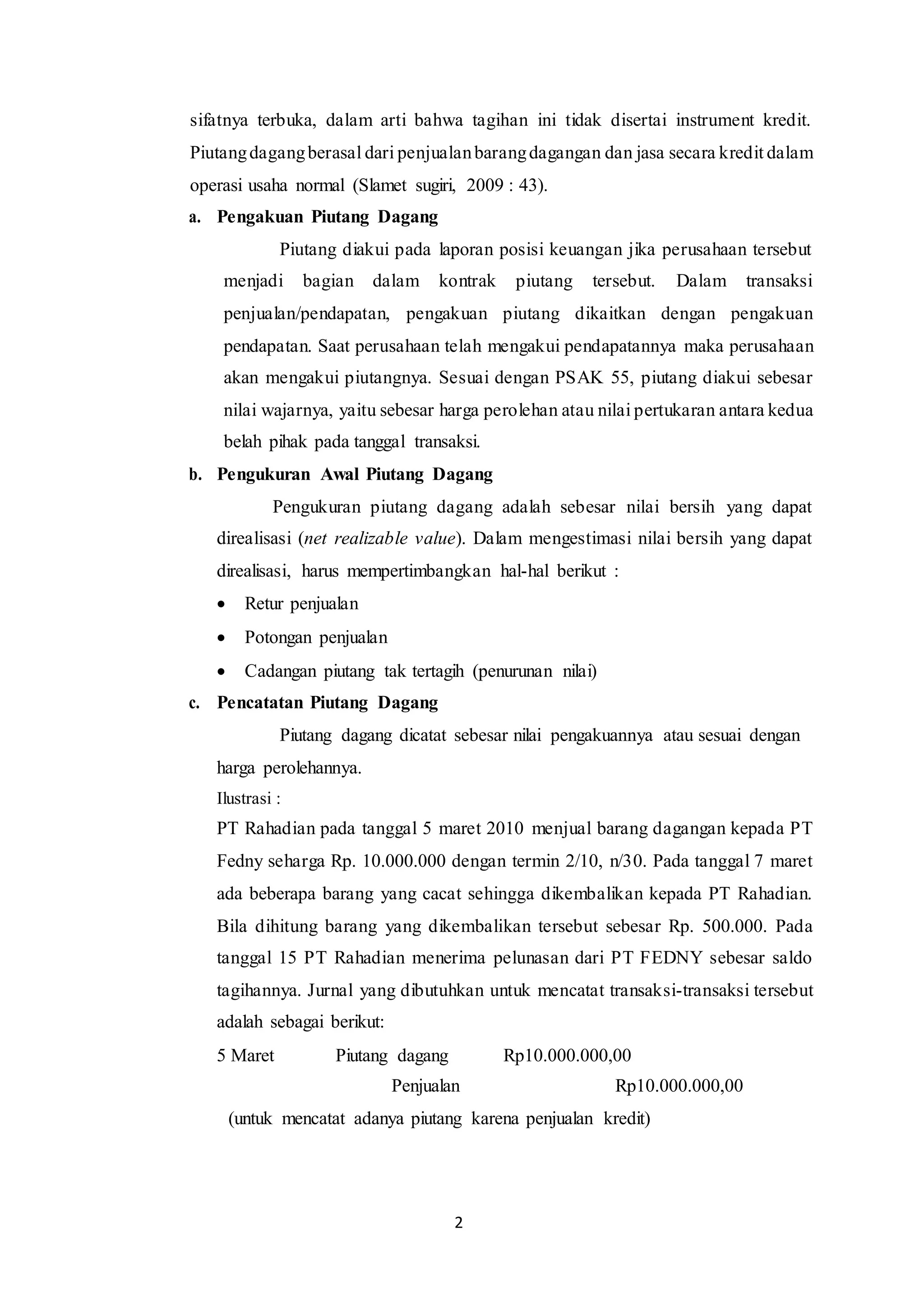 Piutang usaha, piutang wesel dan piutang lain | DOCX