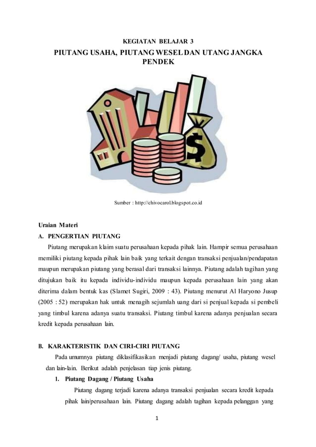 Piutang usaha, piutang wesel dan piutang lain | DOCX