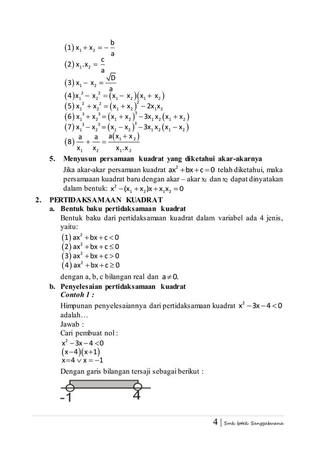 Persamaan Kuadrat dan Fungsi Kuadrat | PDF