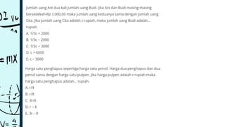 Bentuk Aljabar (Persiapan UTBK) | Materi Pengetahuan Kuantitatif | PPTX