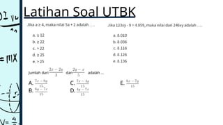 Bentuk Aljabar (Persiapan UTBK) | Materi Pengetahuan Kuantitatif | PPTX