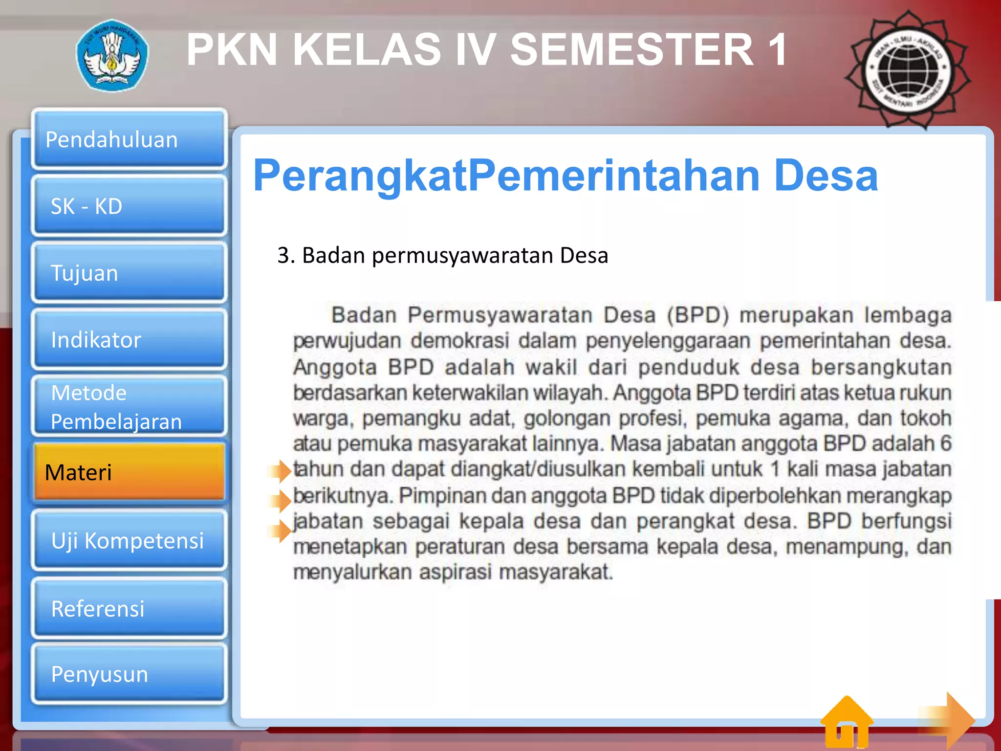 Materi pkn kelas 4 semester 1 sistem pemerintahan desa dan kecamatan " Rachmah " | PPTX