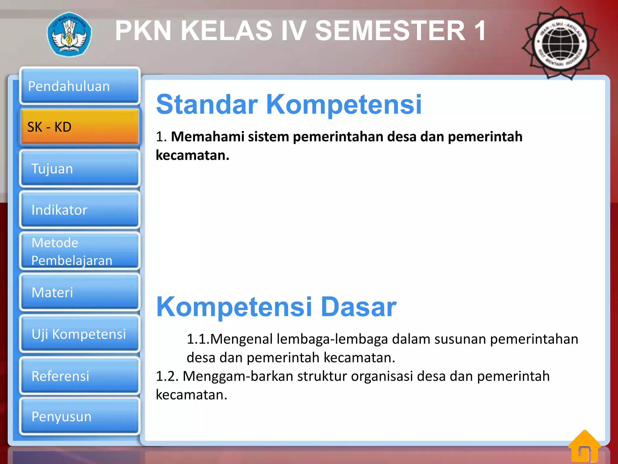 Materi pkn kelas 4 semester 1 sistem pemerintahan desa dan kecamatan " Rachmah " | PPTX