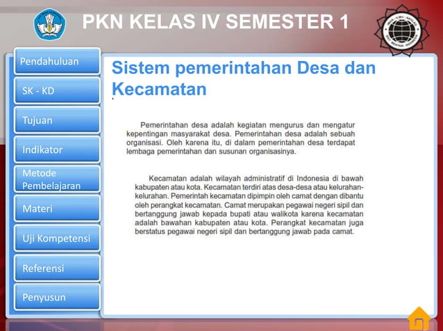 Materi pkn kelas 4 semester 1 sistem pemerintahan desa dan kecamatan ...