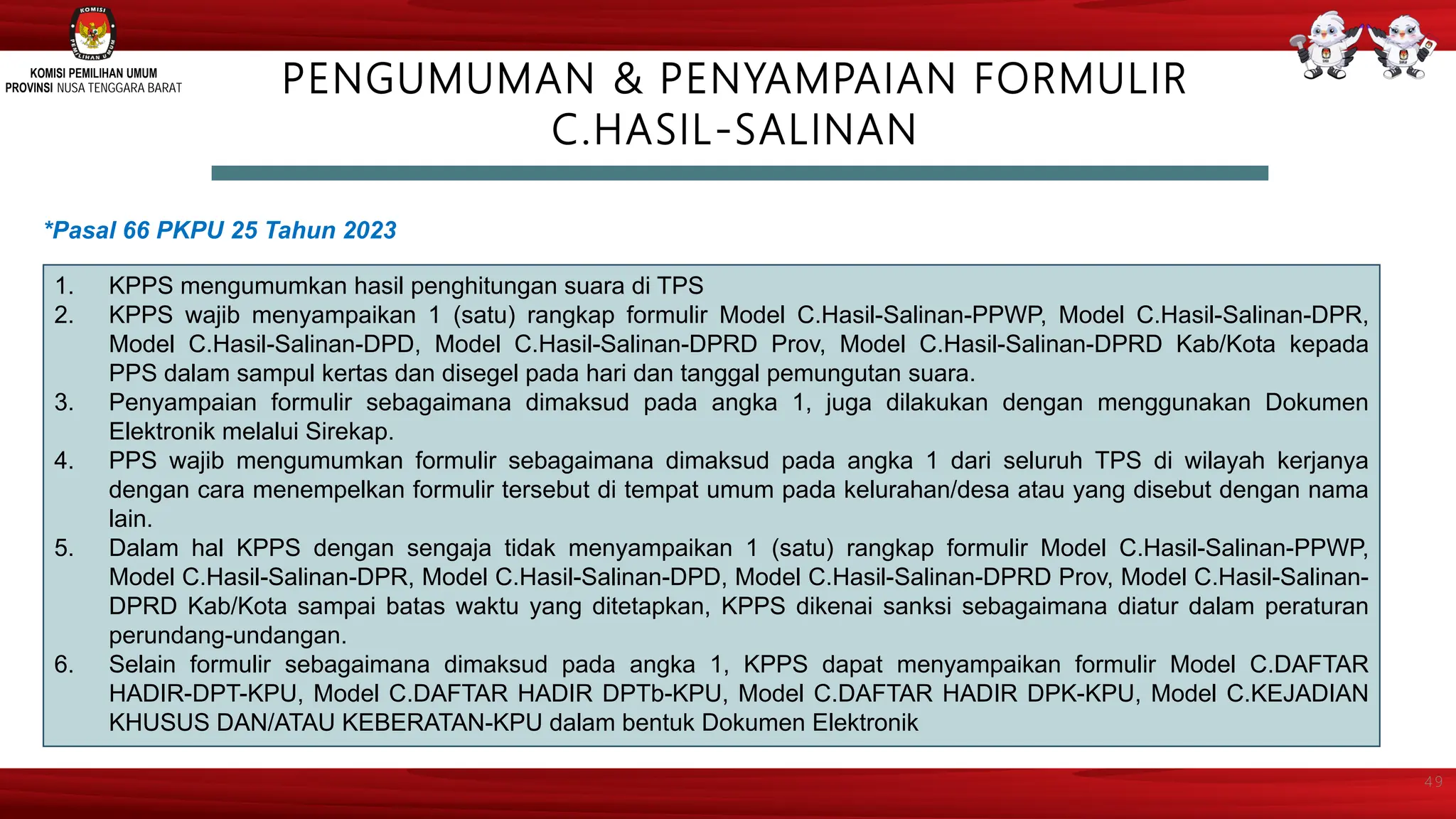 Materi PKPU 25 Tahun 2023 edit 1.pdf peraturan yang mengatur tentang pemungutan dan penghitungan ...