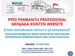 MATERI pejabat pengelola informasi dokumentasi PPID OPD JATIM 2024 | PPT