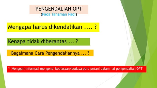 Pengendalian opt pada tanaman padi melalui pendekatan PHT | PPTX