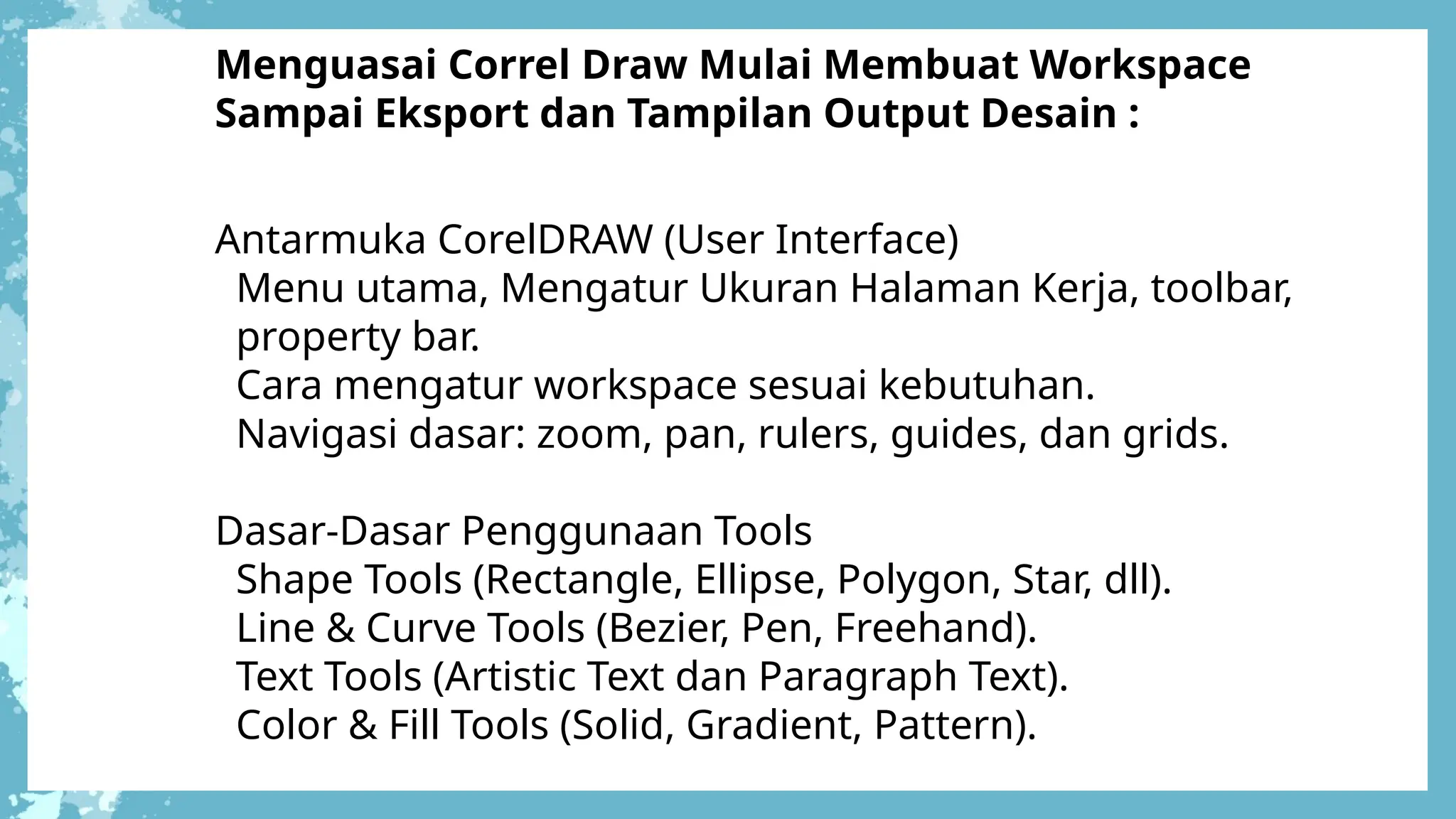 Materi Prentasi correl draw, dan mengenal apa itu desain grafis | PPTX