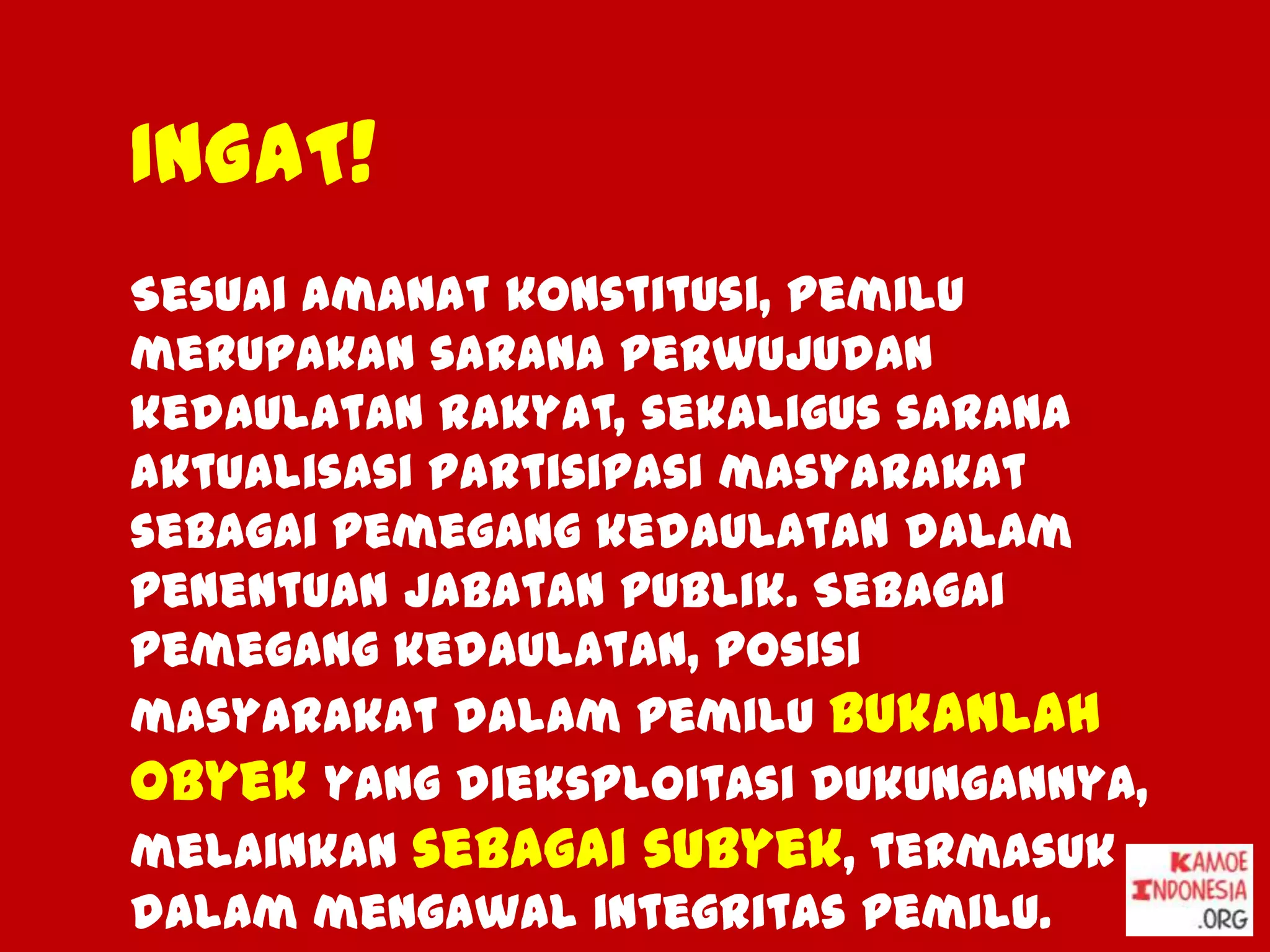 Materi presenter kampanye anti golput dan anti politik uang | PPTX