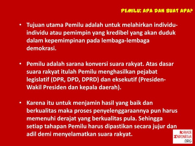 Materi presenter kampanye anti golput dan anti politik uang | PPTX