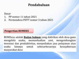 Materi Program Kerja BUMDes untuk kalangan Bumdes Kab. Brebes | PPTX