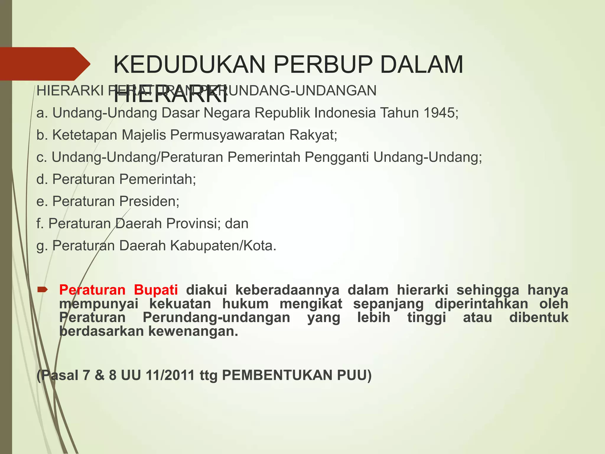 Prosedur pembentukan peraturan bupati | PPTX