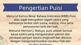 Materi Puisi untuk kelas 11 SMA bahasa indonesia | PPTX