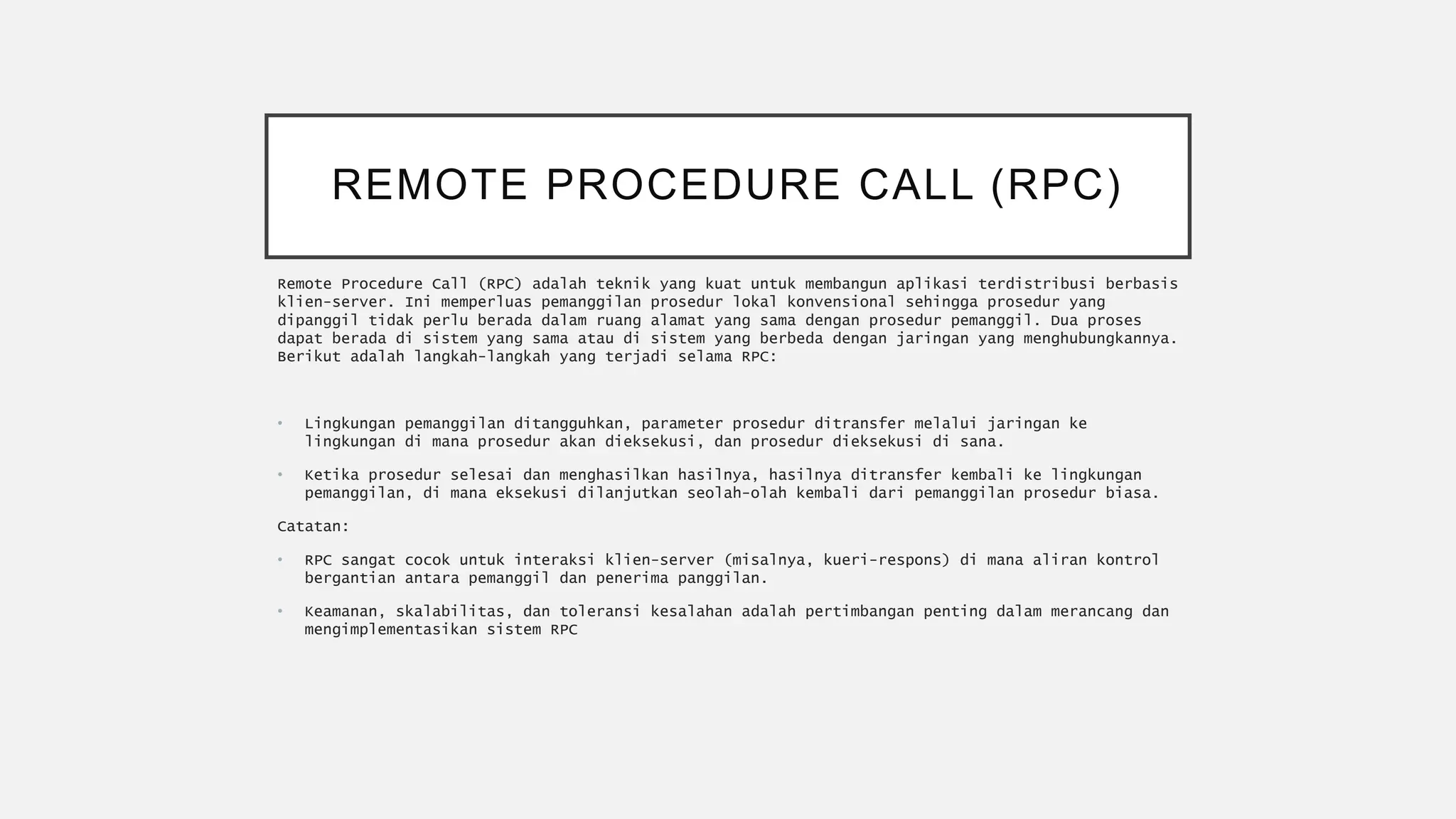 MATERI SIstem paralel terdistribusi Remote Procedure Call (RPC) | PPT
