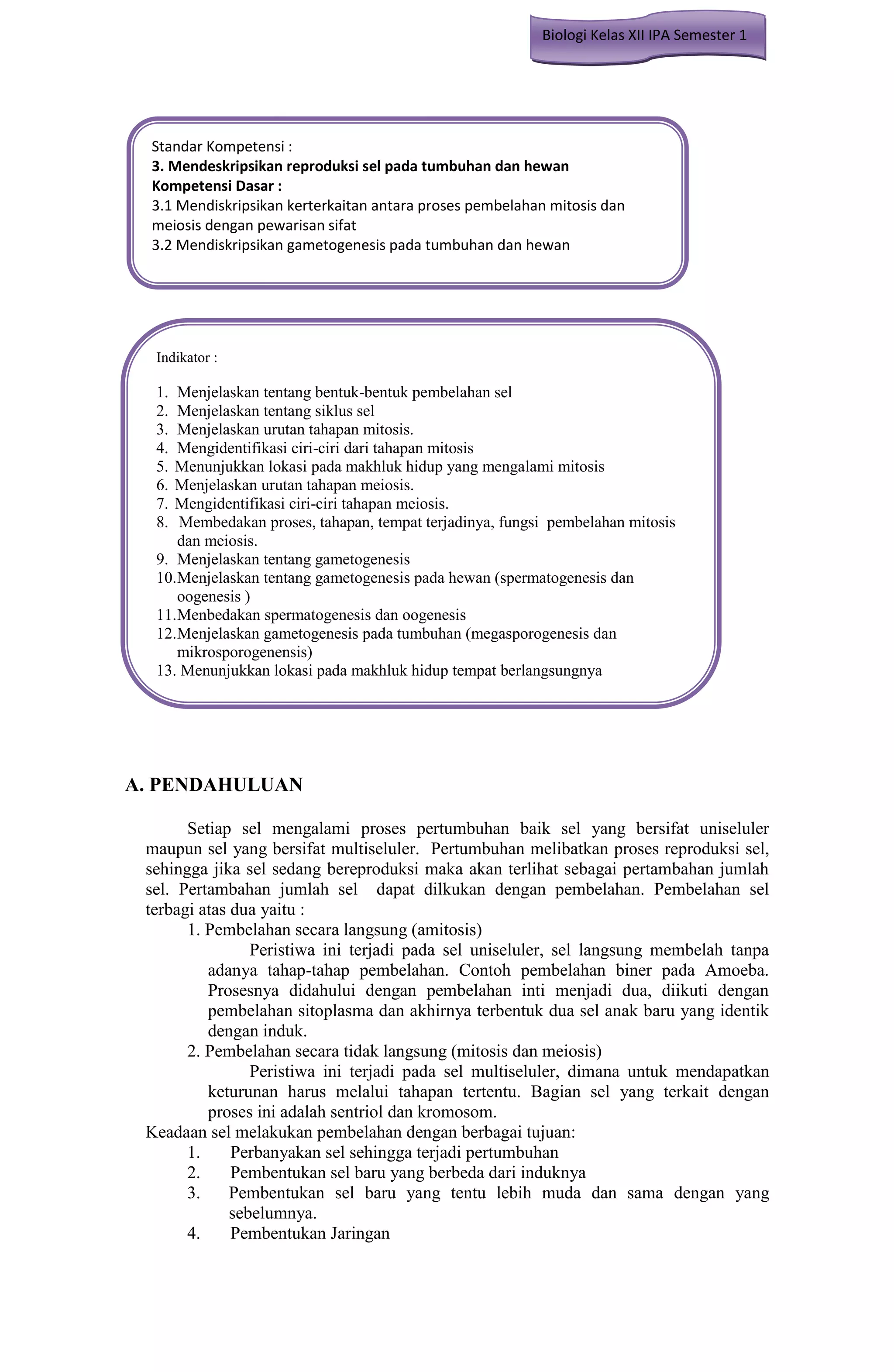Materi reproduksi sel | DOCX