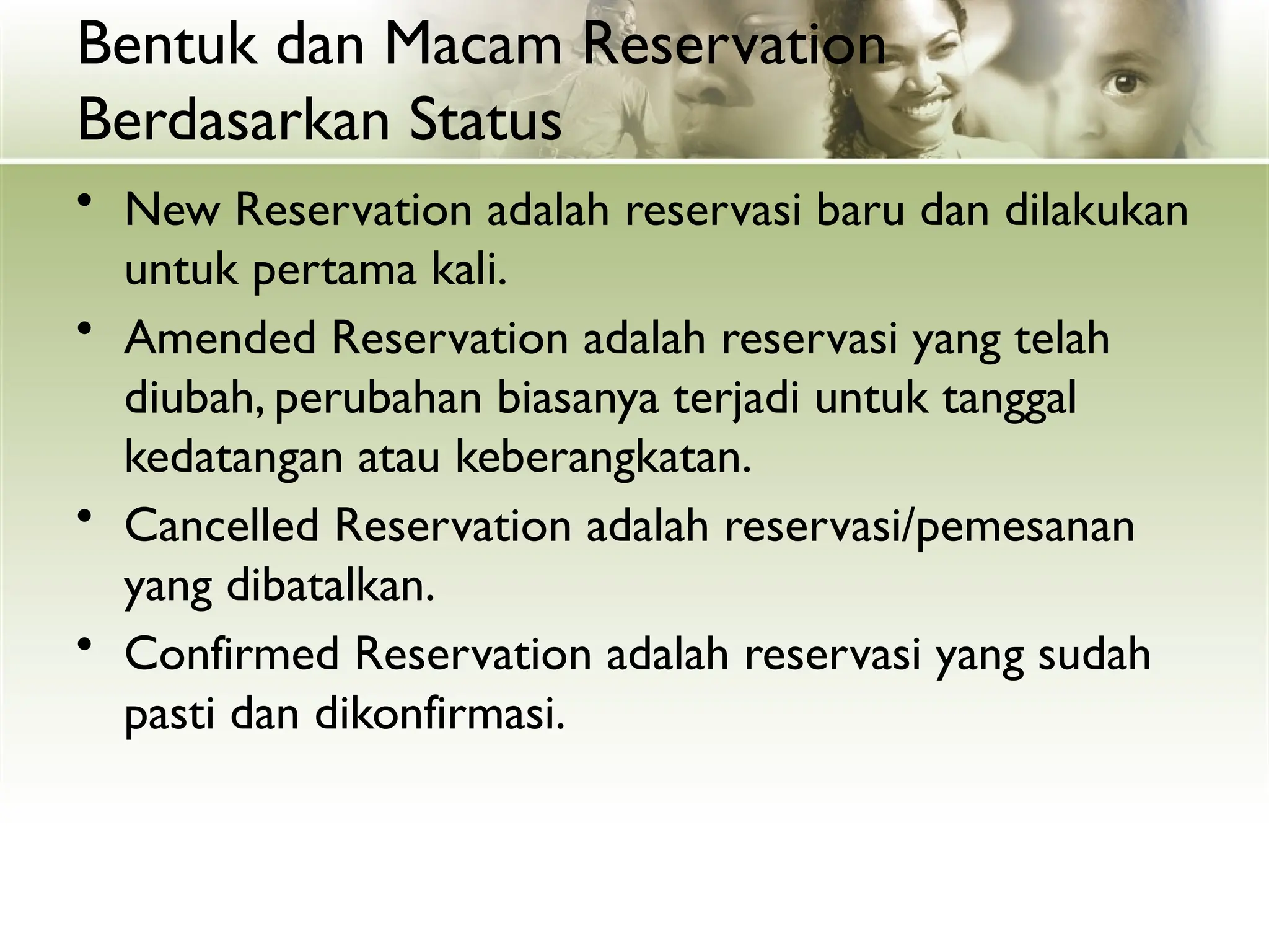 Materi Reservation untuk travel agencyl; | PPTX