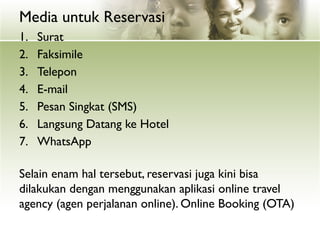 Materi Reservation untuk travel agencyl; | PPT