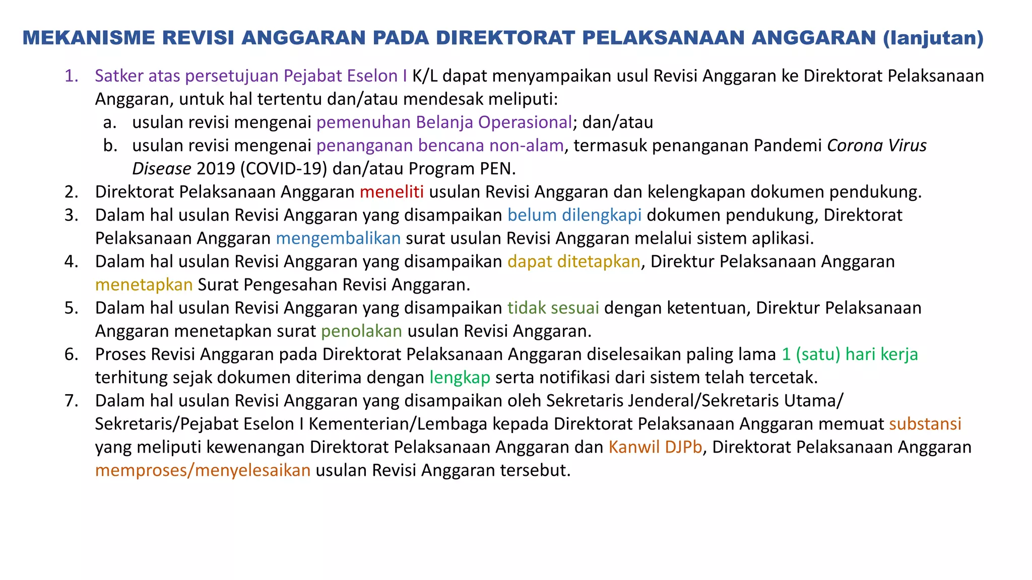 Tata Cara Revisi Anggaran Kewenangan Ditjen Perbendaharaan | PPT