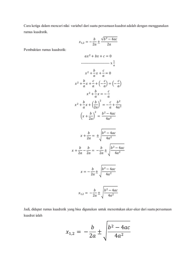 Materi Rumus Kuadratik | DOCX