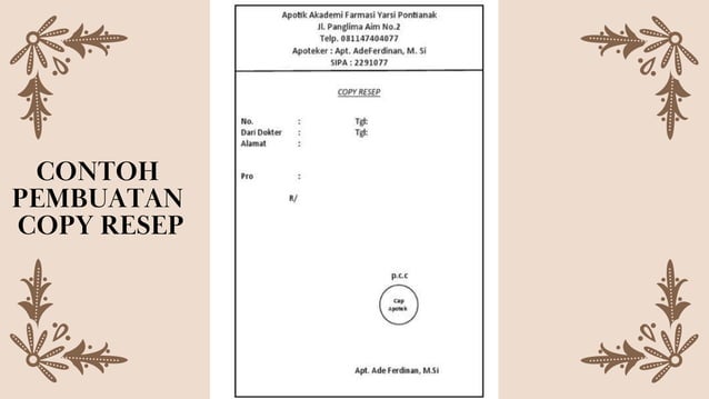 Materi salinan resep mata pelajaran pelayanan farmasi | PDF