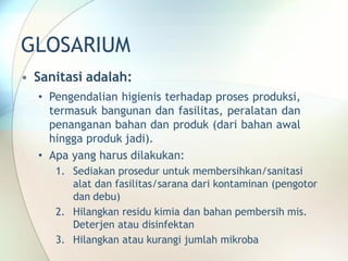 Materi Sanitasi Higiene BPOM untuk sertifikasi CPOTB | PDF