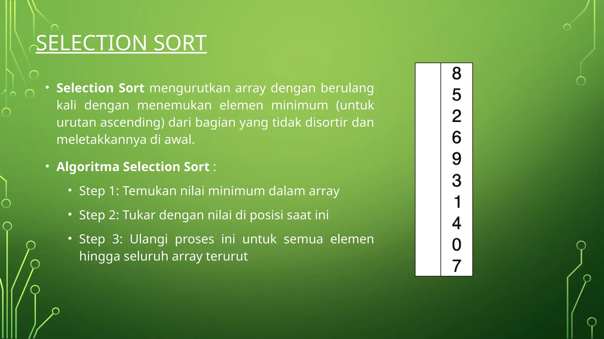 Materi Searching Sorting pelajaran Indormatika kelas X | PPTX