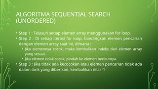 Materi Searching Sorting pelajaran Indormatika kelas X | PPTX