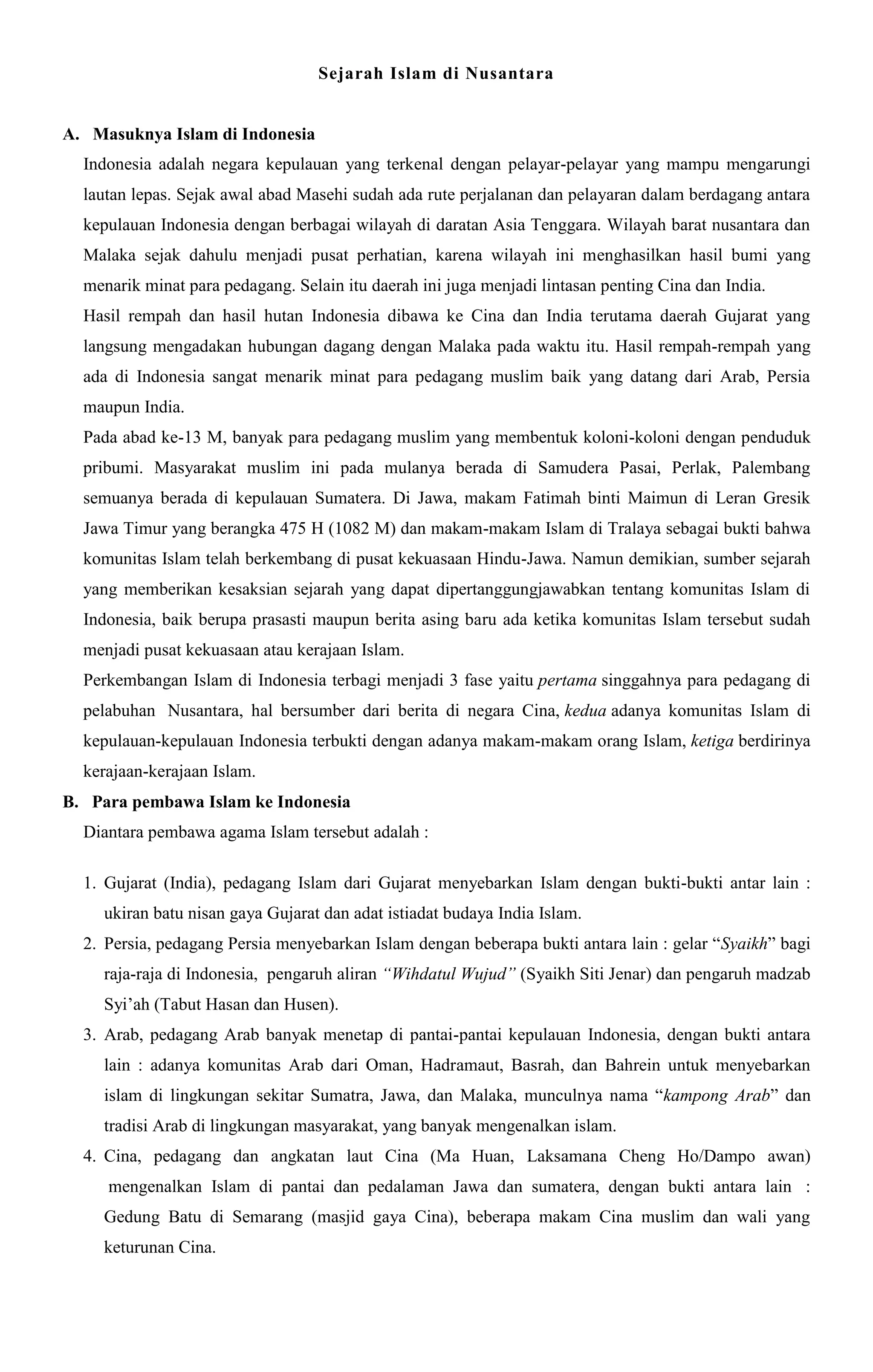 Materi sejarah islam di nusantara | PDF