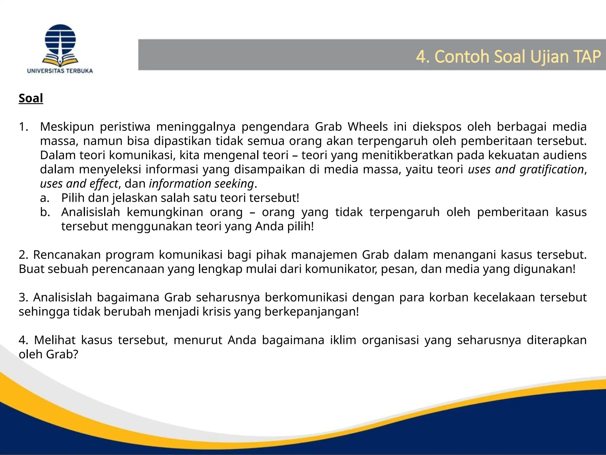 karakteristik dan bentuk soal tap Universitas terbuka | PPTX