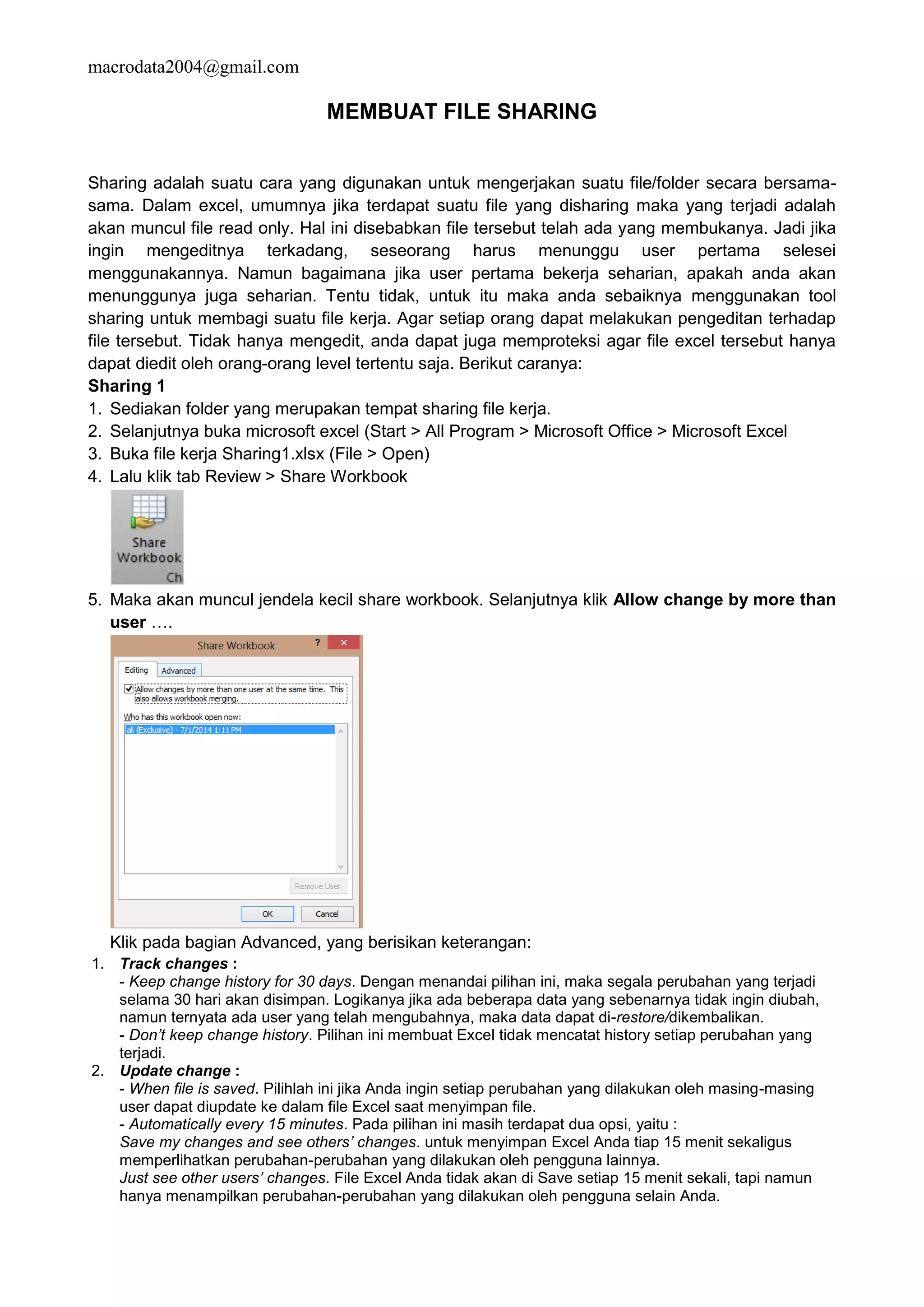 Materi sharing file excel | PDF