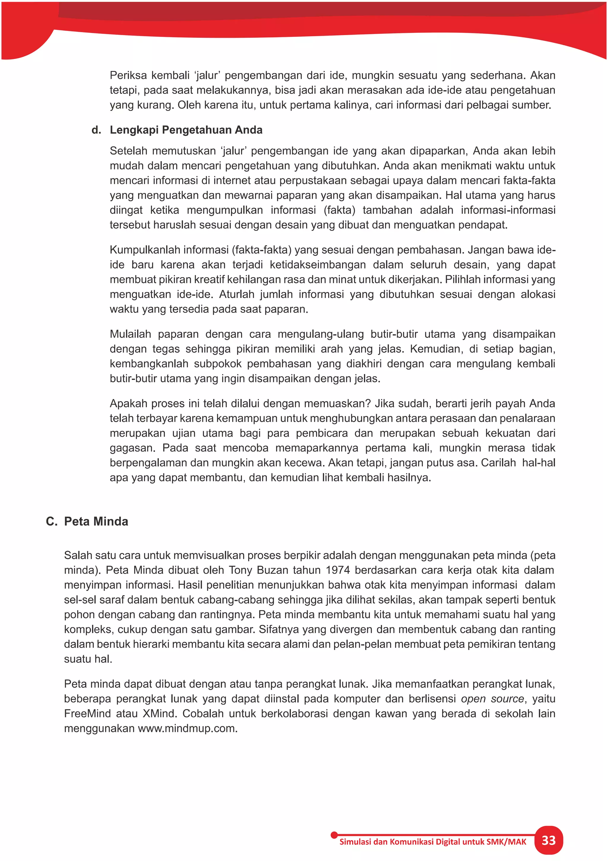 Materi simkomdig ki-kd 3.2-4.2 peta minda (mind mapping) | PDF