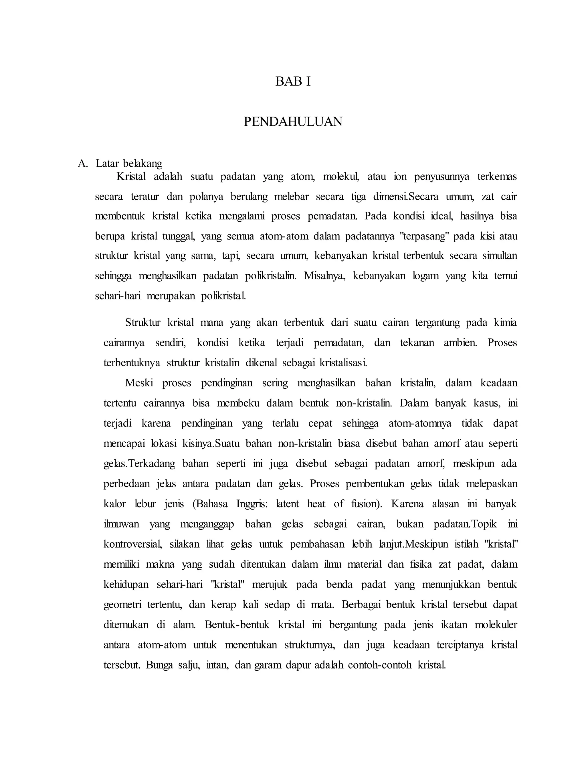 Materi singkat kristalografi dan mineralogi | DOCX