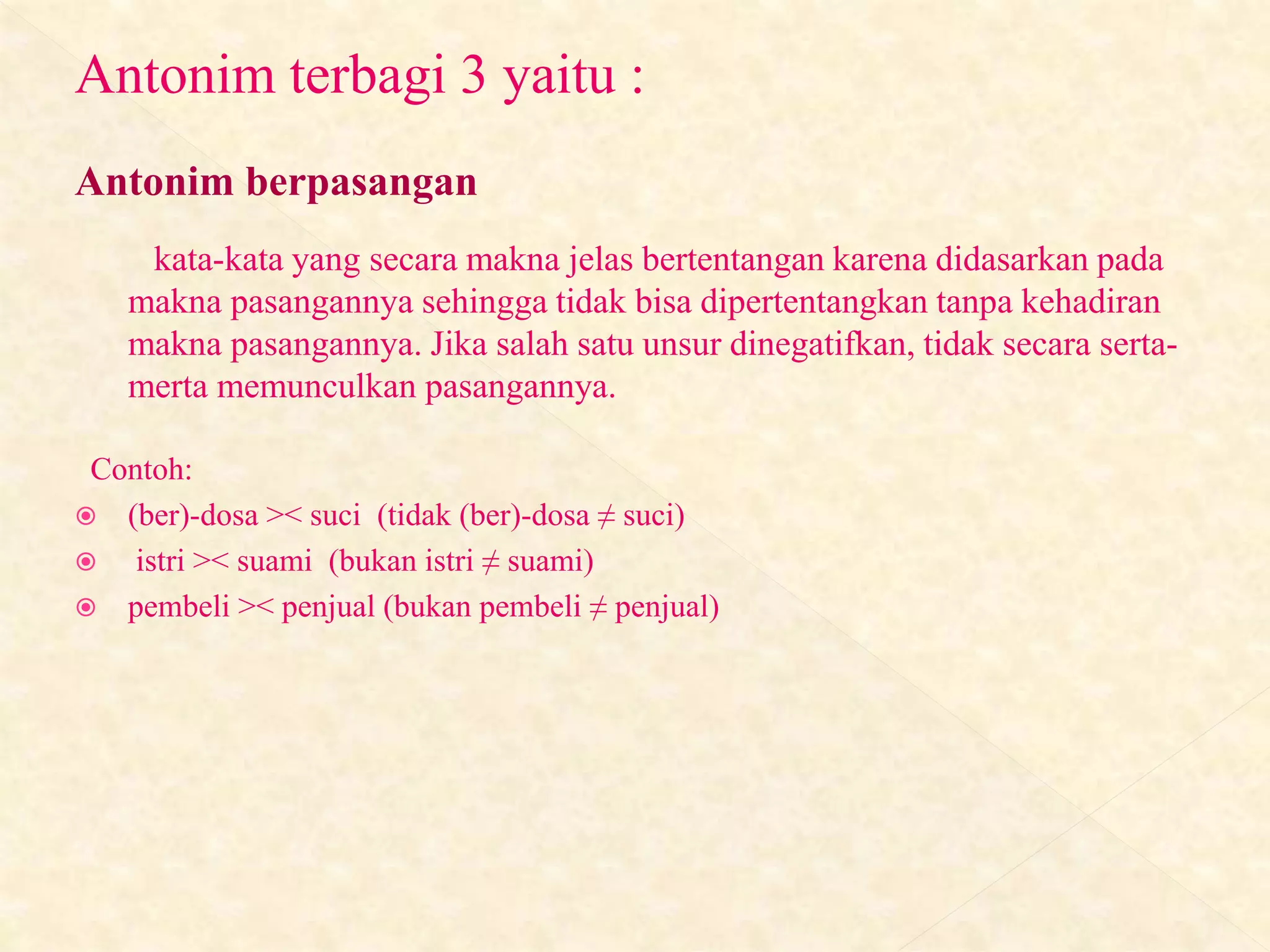 Materi sinonim dan antonim | PPTX