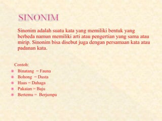 Materi sinonim dan antonim | PPTX