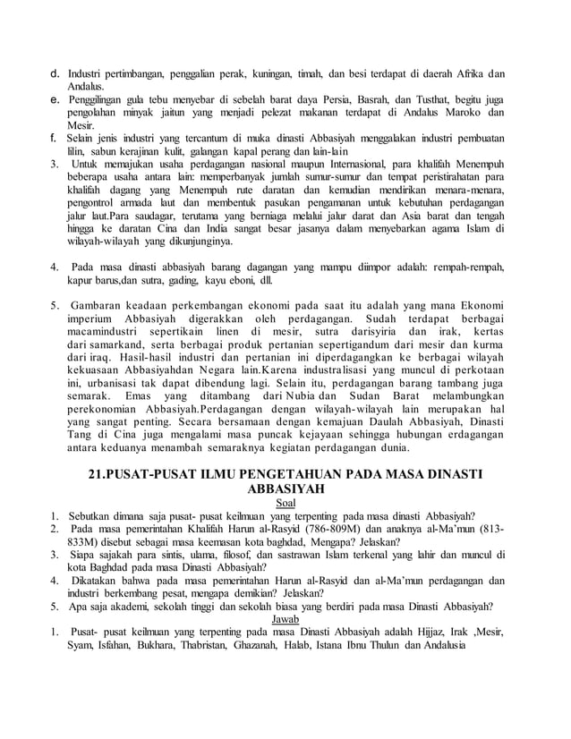 Materi soal dan jawaban mata kuliah sejarah peradaban islam | DOCX