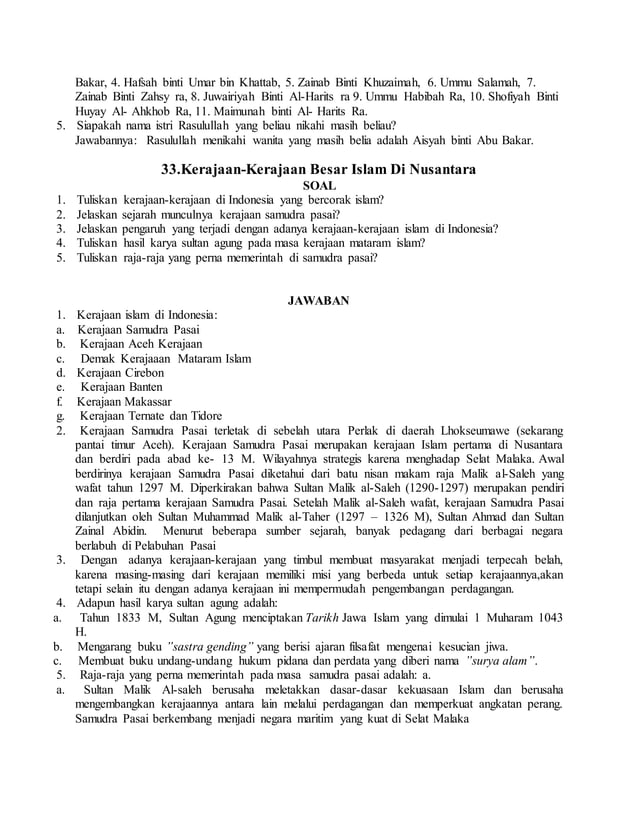 Materi soal dan jawaban mata kuliah sejarah peradaban islam | DOCX