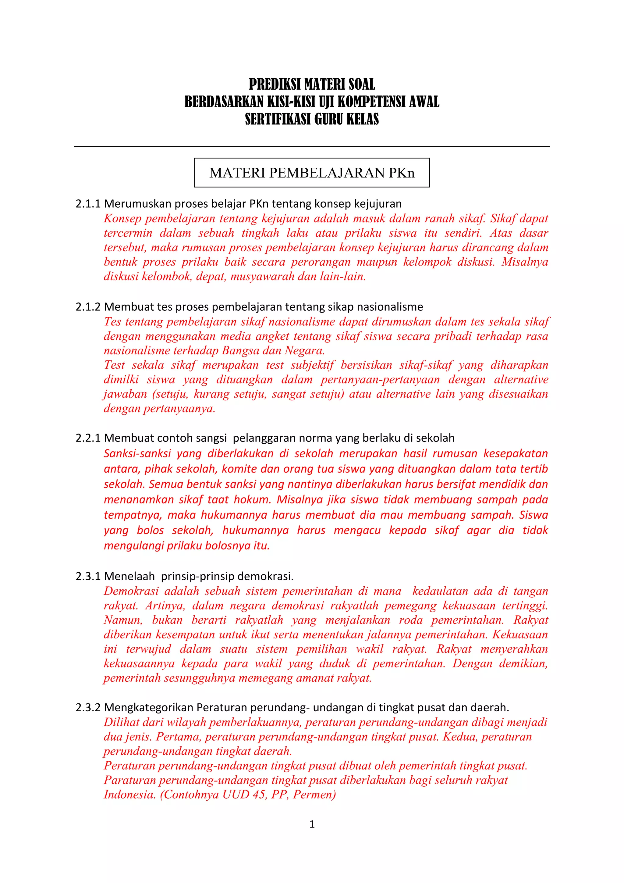 Materi soal pkn | PDF