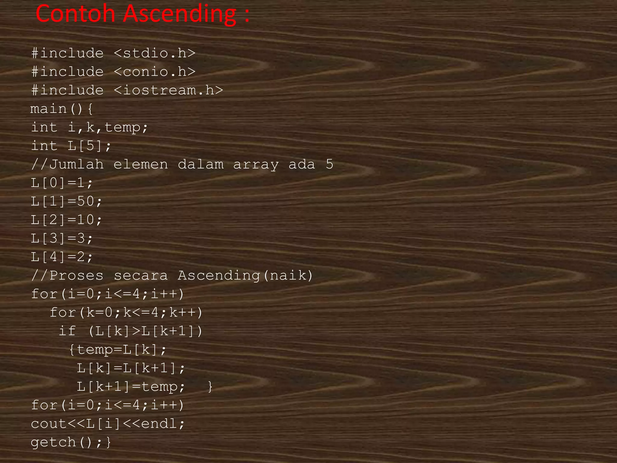 Materi sorting(pengurutan)-Dasar-Dasar Pemprograman | PPTX