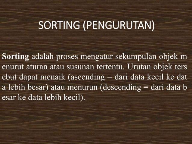 Materi sorting(pengurutan)-Dasar-Dasar Pemprograman | PPTX