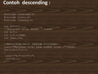 Materi sorting(pengurutan)-Dasar-Dasar Pemprograman | PPTX