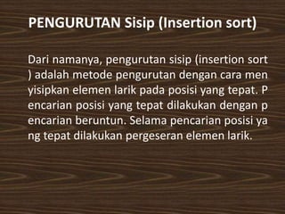 Materi sorting(pengurutan)-Dasar-Dasar Pemprograman | PPTX