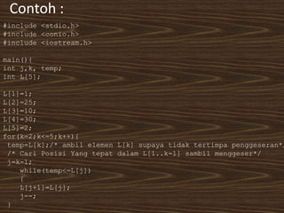 Materi sorting(pengurutan)-Dasar-Dasar Pemprograman | PPTX