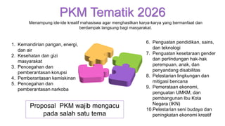 Sosialisasi Program Kreativitas Mahasiswa (PKM) 2026: Panduan, Tema ...