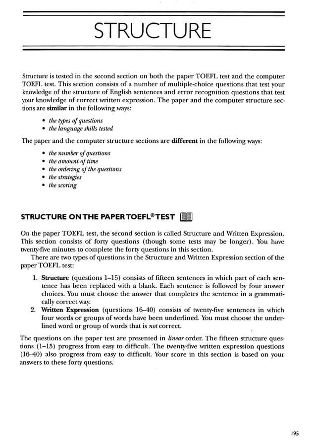 Materi Structure & Written Expression TOEFL & Key Answer (Deborah ...