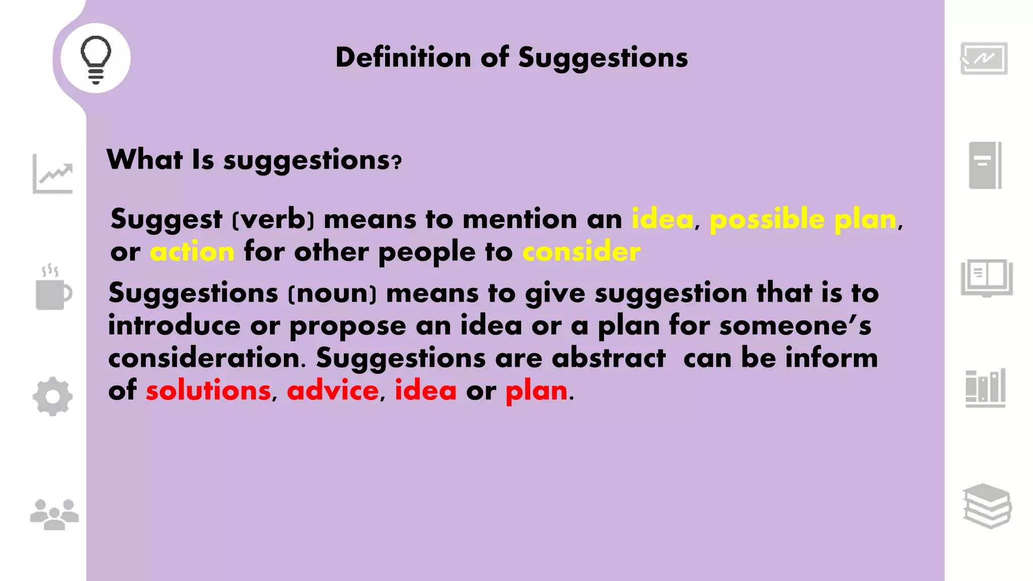 Materi suggestions bahasa inggris kelas xi | PPTX